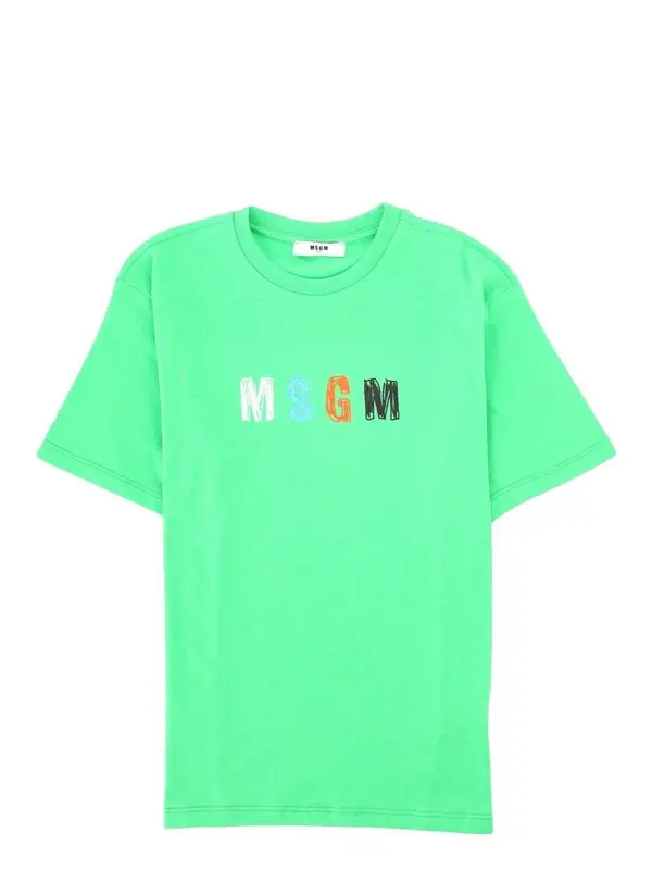 MSGM T Shirt Con Stampa Logo - Green