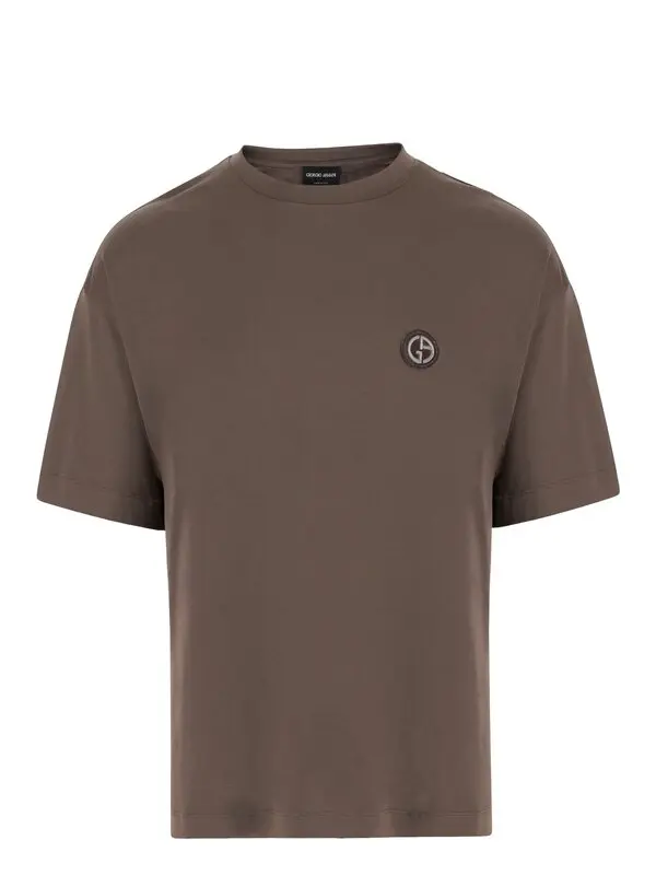 Giorgio Armani Cotton Blend T Shirt With Logo - Pinecone