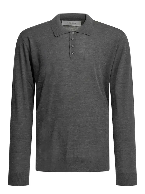GOLDEN GOOSE Wool Polo Sweater - Grey