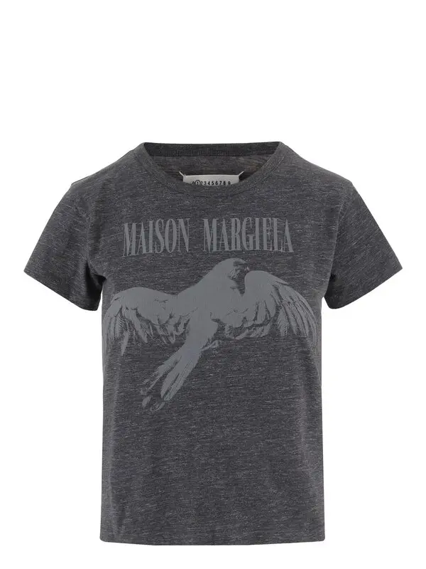 MAISON MARGIELA Cotton T Shirt With Logo - Grey