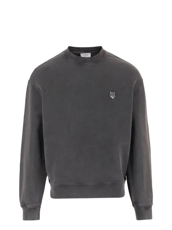 Maison Kitsuné Cotton Sweatshirt With Embroidered Fox Logo - Grey