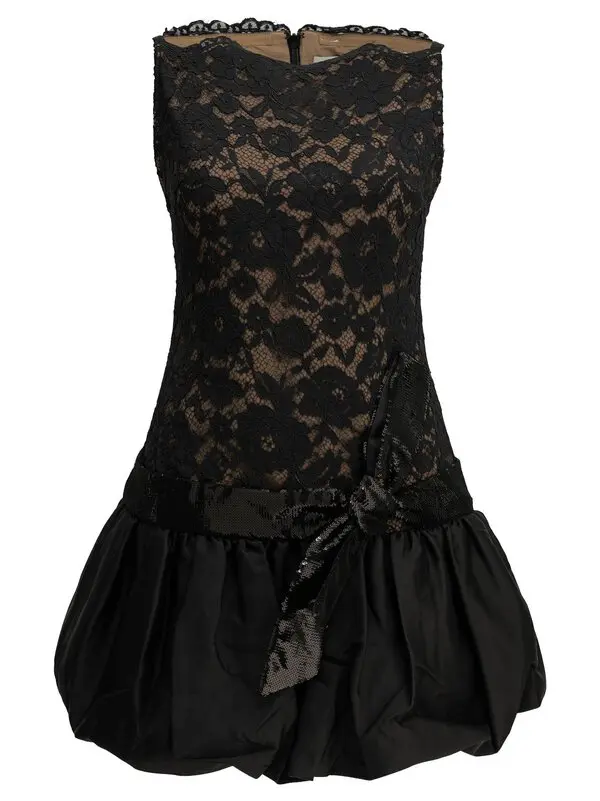 SELF-PORTRAIT Short Balloon Dress - Black