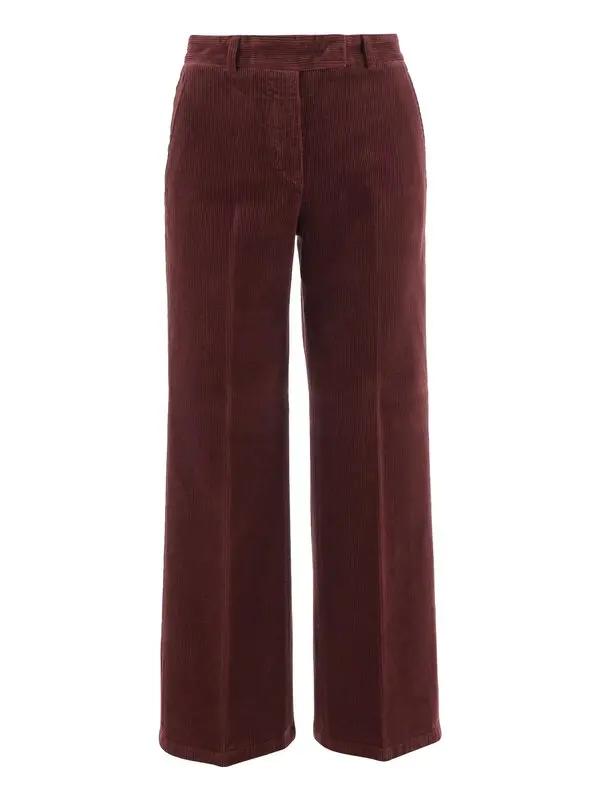 QL2 DONNA Wide Leg Corduroy Pants - Bordeaux