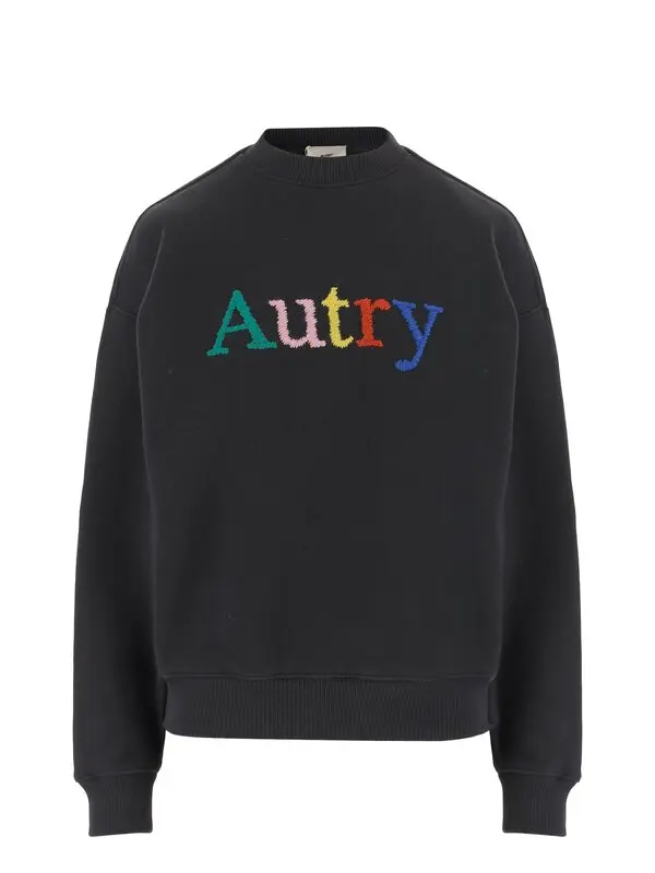 AUTRY Cotton Sweatshirt With Embroidered Logo - Black