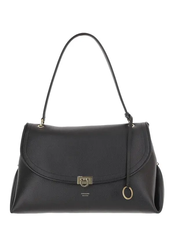 FERRAGAMO Leather Bag With Logo - Black