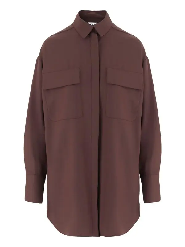 QL2 DONNA Stretch Wool Blend Shirt - Borgogna