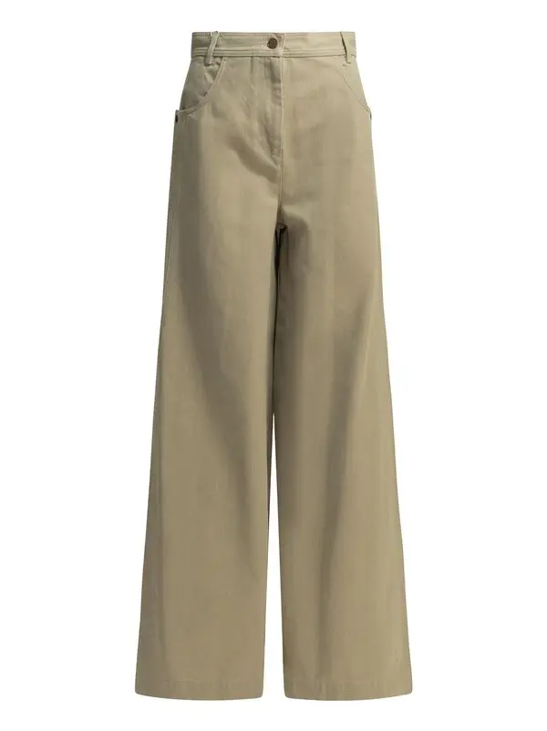 Max Mara Casual Pants Made Of Coated Cotton - Beige