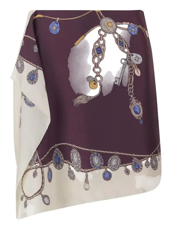 Versace Printed Silk Twill Skirt - Multi