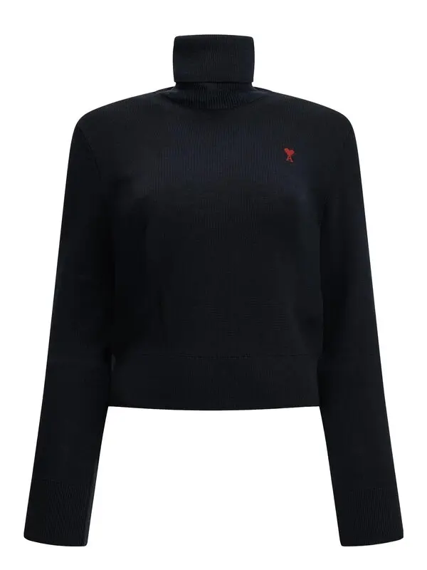AMI Paris De Coeur' Turtleneck Sweater - Blue