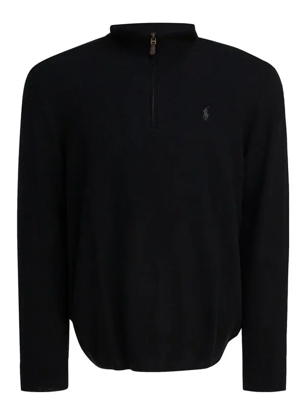 Polo Ralph Lauren Wool Sweater With A Half Zip - Black