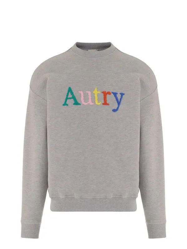 AUTRY Cotton Sweatshirt With Embroidered Logo - Grey