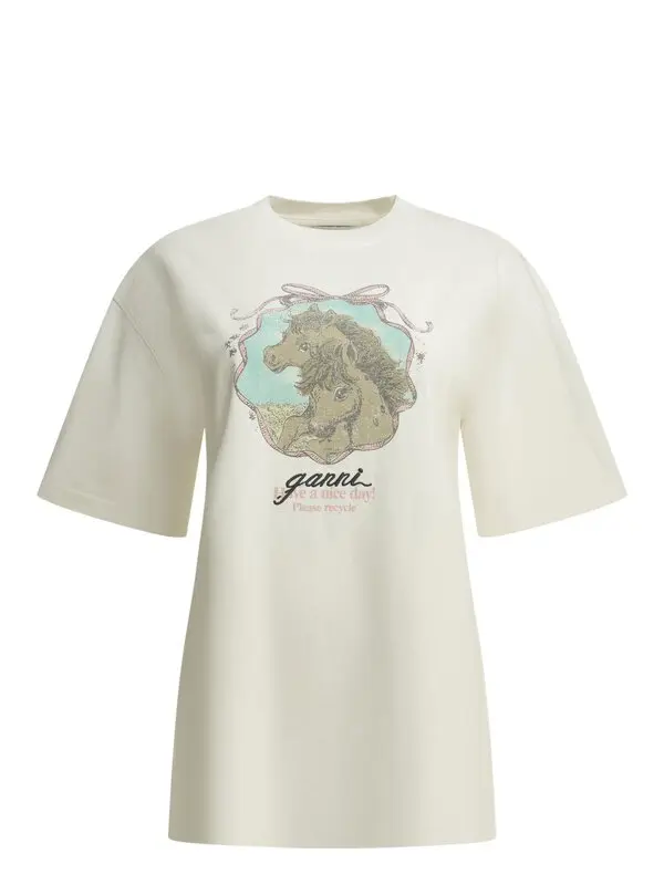 GANNI Qixi' Crew Neck T Shirt - White