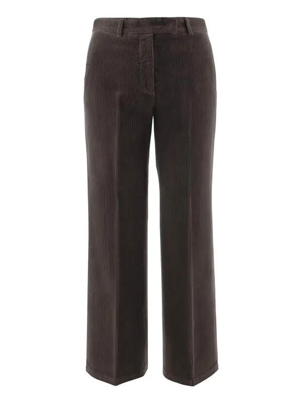 QL2 DONNA Wide Leg Corduroy Pants - Dark Brown