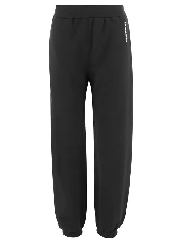 JIL SANDER Cotton Pants With Logo - Black