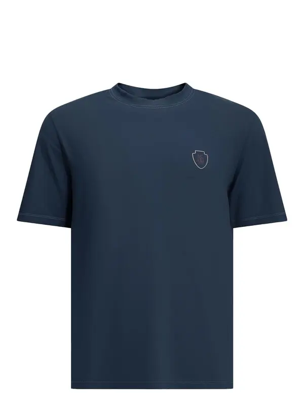 Brunello Cucinelli Crewneck T Shirt With Logo - Blue