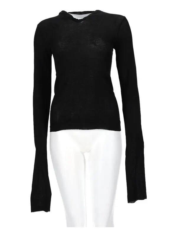 Rick Owens T Shirt 'cropped Hooded Rib Ls T - Black