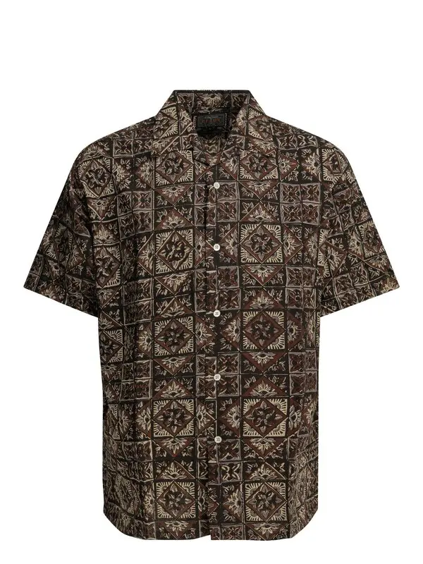 BEAMS Block Print' Casual Shirt - Brown