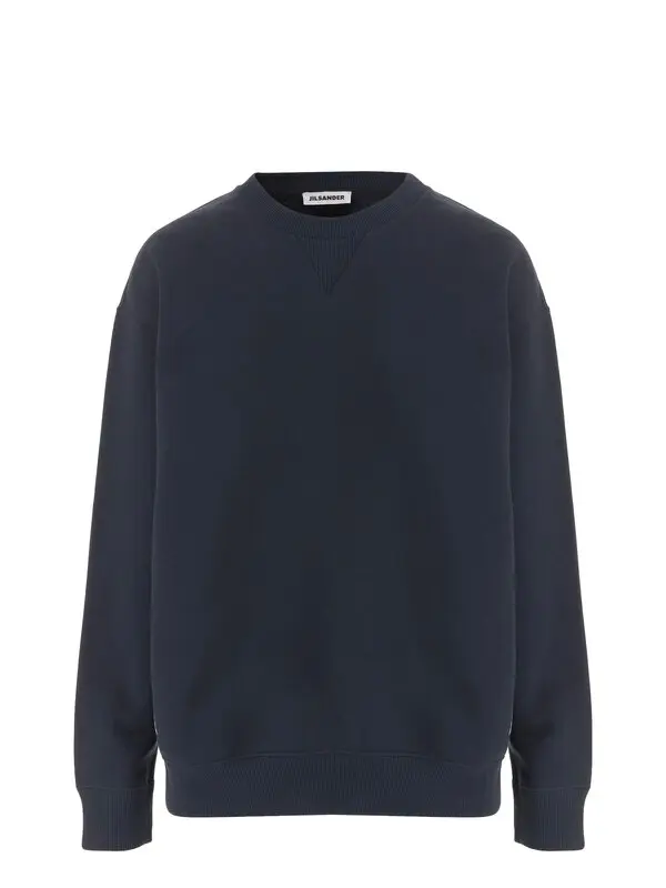 JIL SANDER Cotton Sweatshirt With Logo - Navy