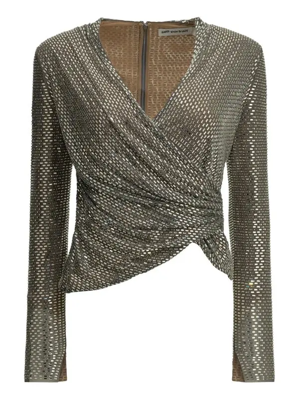 SELF-PORTRAIT Casual Peplum Top - Silver