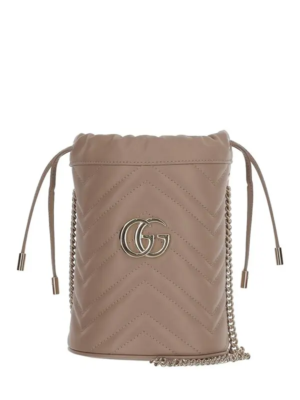 Gucci Mini Gg Marmont Bucket Bag - Beige