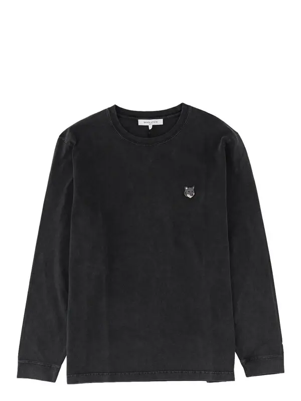 Maison Kitsuné T Shirt 'fox Head' A Manica Lunga - Black