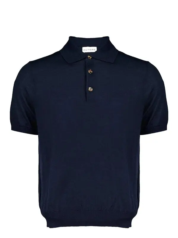 AUTORE Polo In Extrafine Merino Wool - Blu