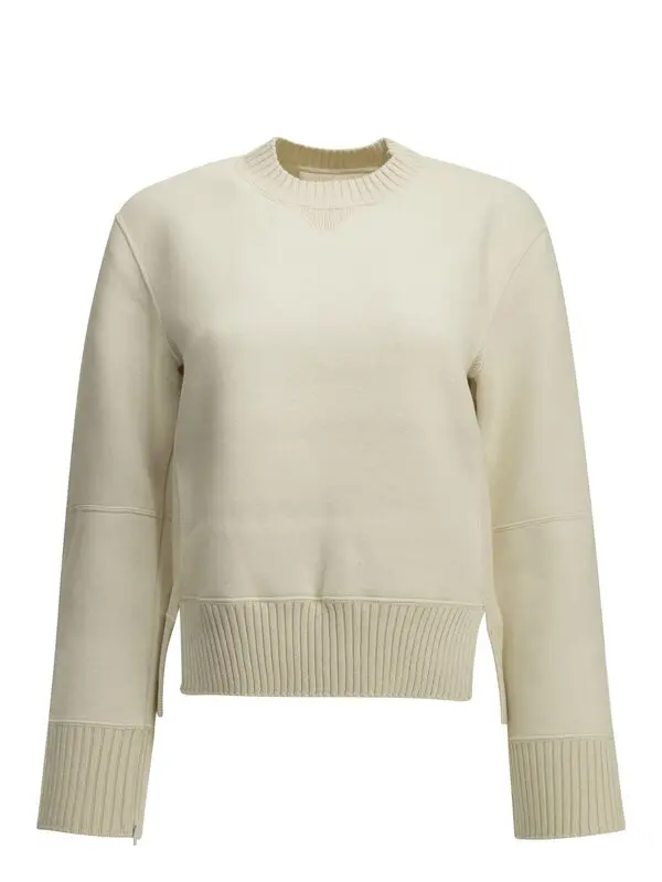 Sacai Crew Neck Sweater Made Of A Cotton Cashmere Blend - White
