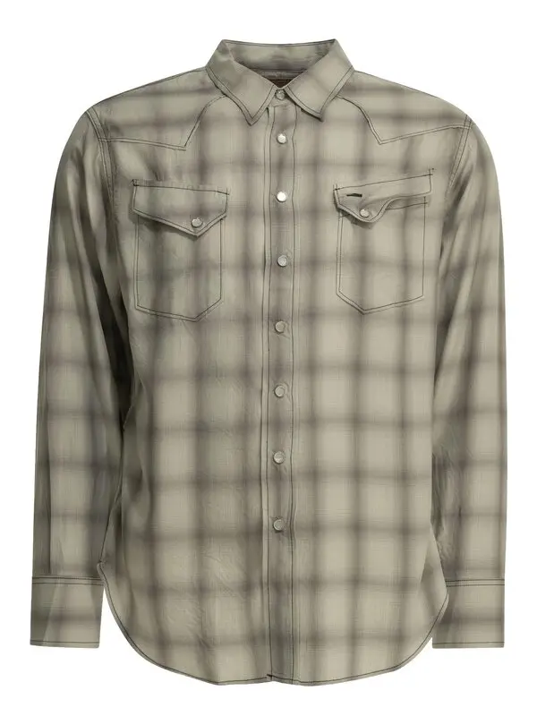 SUGAR CANE Casual Plaid Shirt - Grey