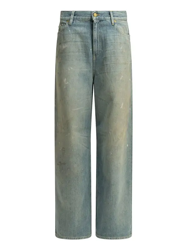 GOLDEN GOOSE Melody Boyfriend' Wide Leg Jeans - Light Blue
