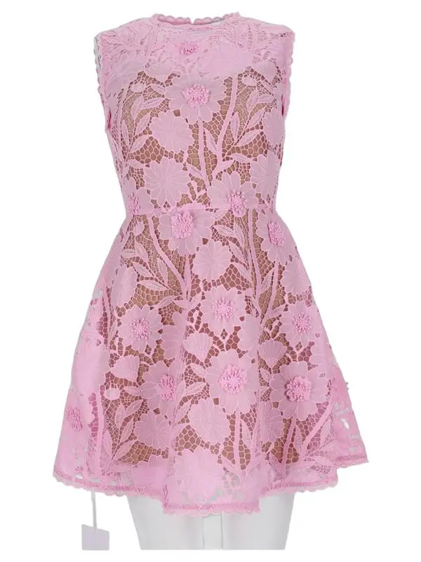 SELF-PORTRAIT Mini Abito In Pizzo - Pink