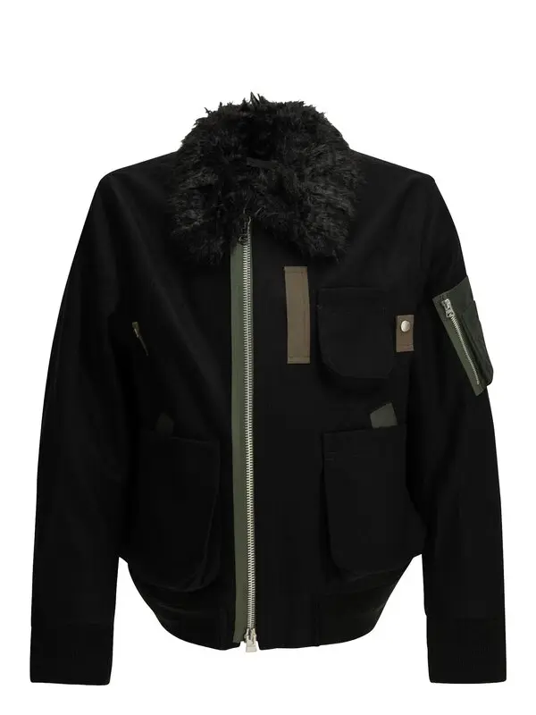 Sacai Wool Bomber Jacket - Black
