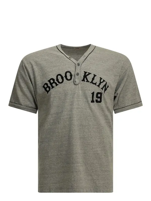 Whitesville Brooklyn 19' Baseball' Henley T Shirt - Grey