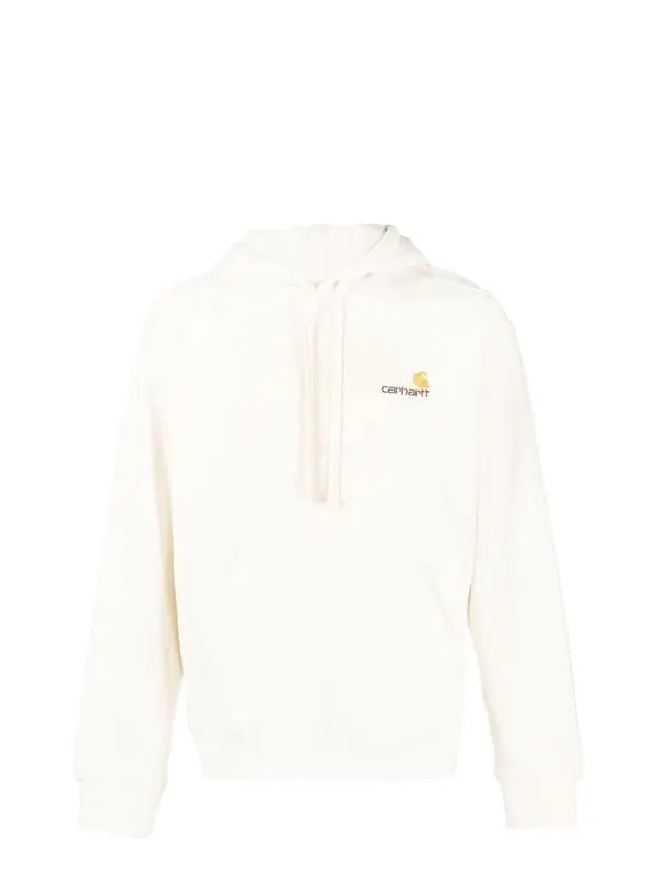 Carhartt Work In Progress Logo Cotton Hoodie - Ecru
