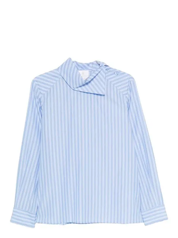 TRAME AUREE Striped Cotton Shirt - Light Blue