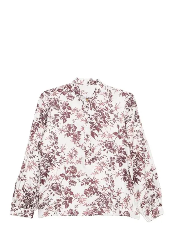 TRAME AUREE Printed Silk Shirt - Red