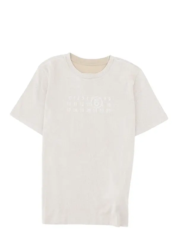 MAISON MARGIELA T Shirt Con Logo E Texture Effetto Spazzolato - White