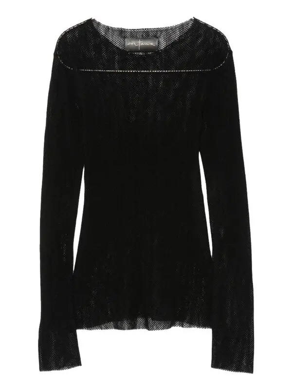 CORTANA Mesh Wool Top - Black