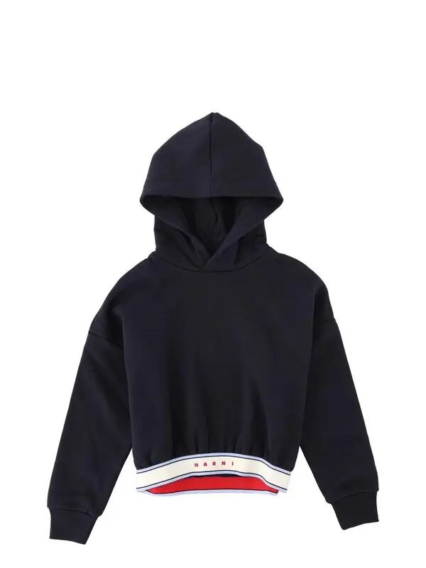 Marni Felpa Cropped Con Logo Su Banda Elastica - Black