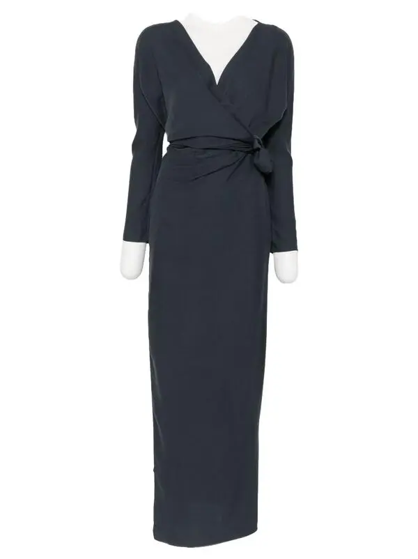 CORTANA Eteria Silk Long Dress - Navy