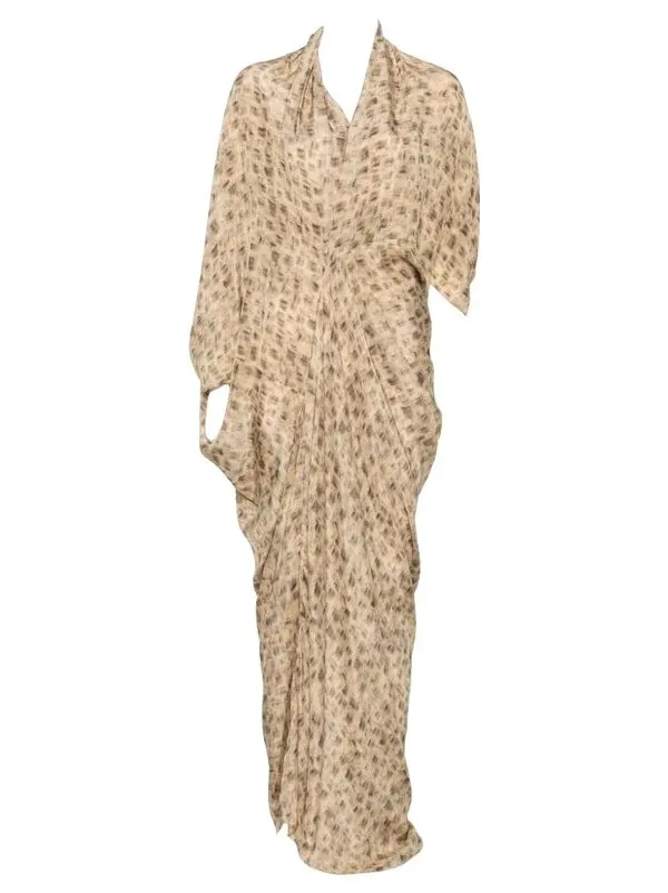 CORTANA Mayu Printed Long Dress - Brown