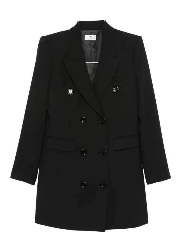 Elisabetta Franchi Double Breasted Blazer Jacket - Black