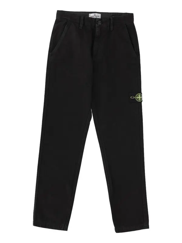 Stone Island Pantalone Regular Fit Con Patch Logo - Black