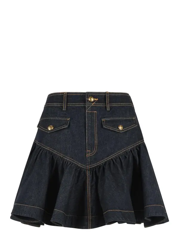 Zimmermann Frillonyx' Blue Denim Miniskirt - Navy