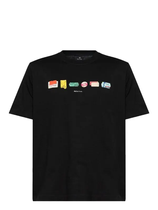 Paul Smith In A Row Cotton T Shirt - Black