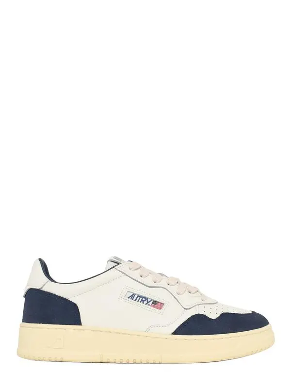 AUTRY Medalist Low' White And Lear Sneakers - Blue