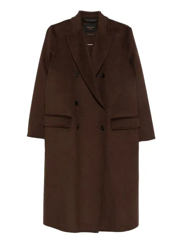 PALTO' Arianna Wool Double Breasted Coat - Brown