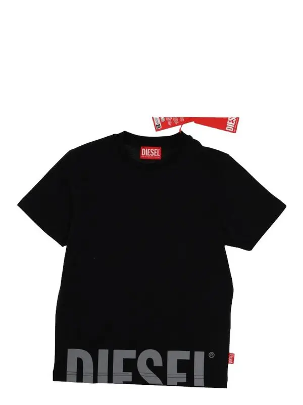 DIESEL® T Shirt Con Logo Cut Off - Black