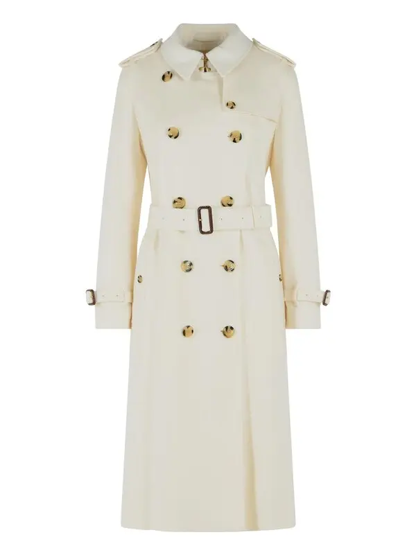 Burberry Kensington White Cashmere Long Trench Coat - Ivory