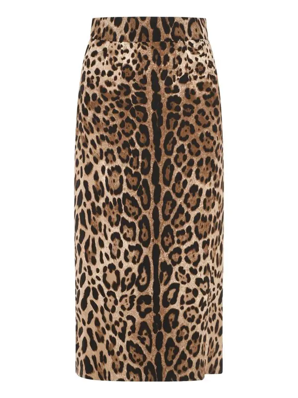 Dolce & Gabbana Leopard Viscose Skirt - Brown