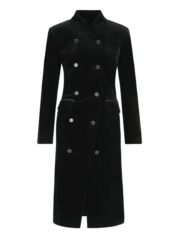Khaite Rolon Coat In Velvet - Black